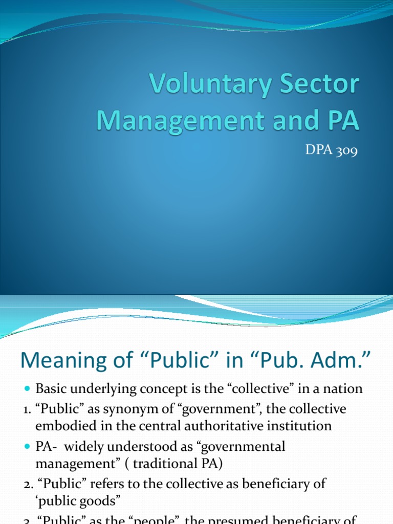 Voluntary Sector Management and PA DPA 309 | PDF | Governance ...