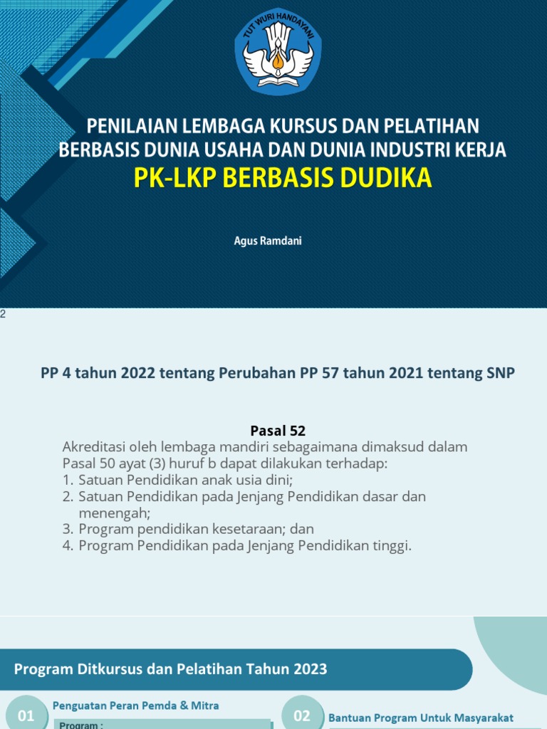 Materi PK-LKP Berbasis DUDIKA KAB - BDG 2023 | PDF