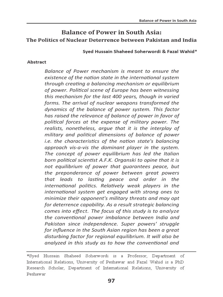 12.balance of Power in South Asia | PDF | Pakistan | South Asia