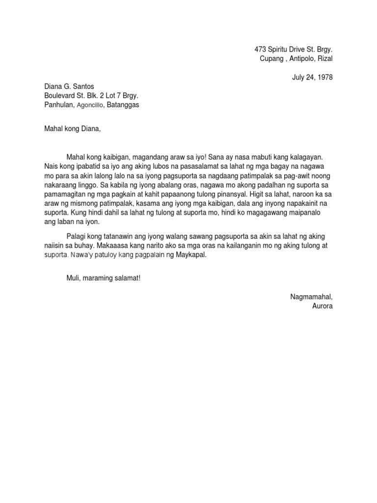 Liham Pasasalamat Pdf