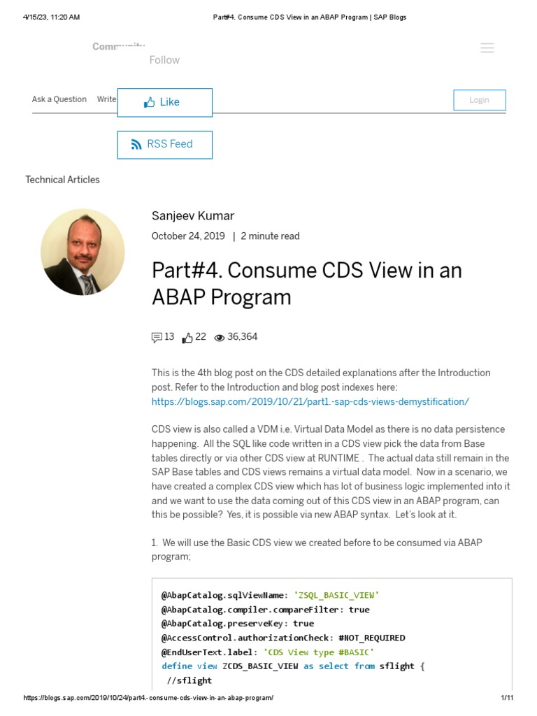 Part#4. Consume CDS View in An ABAP Program - SAP Blogs | PDF ...