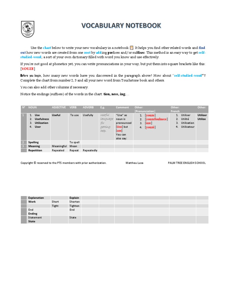 PTS Vocabularty Chart | PDF | Career & Growth | Foreign Language Studies