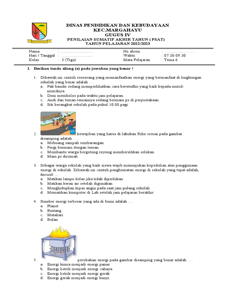 Soal Psat Kelas 1 Tema 8 | PDF