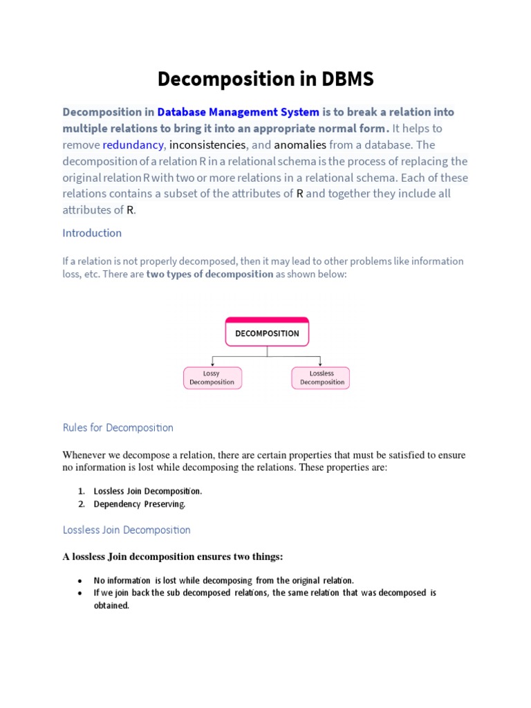 Decomposition in Database | PDF