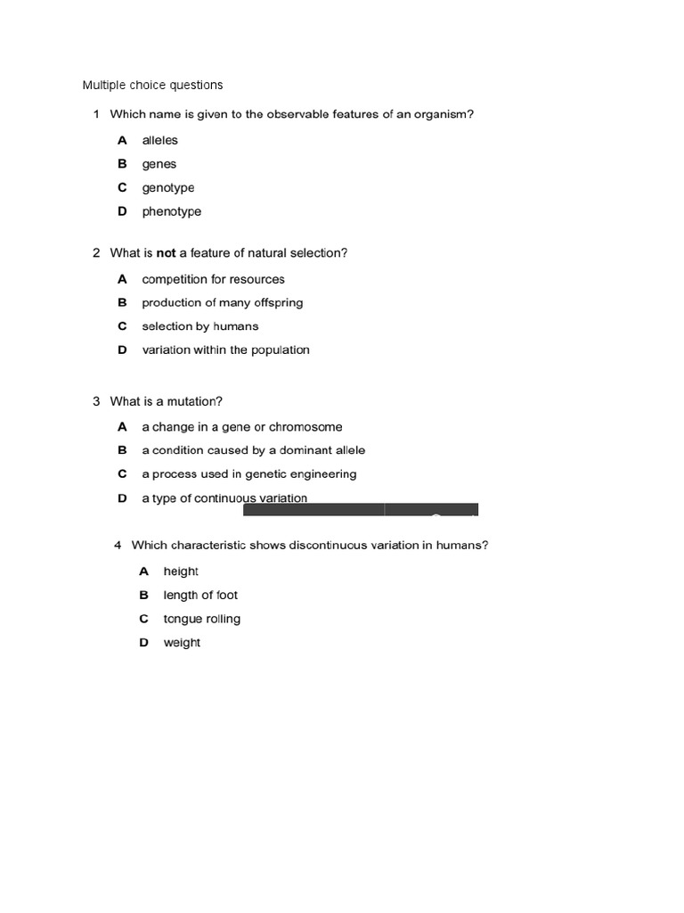 Multiple Choice Questions Variation and Selection | PDF