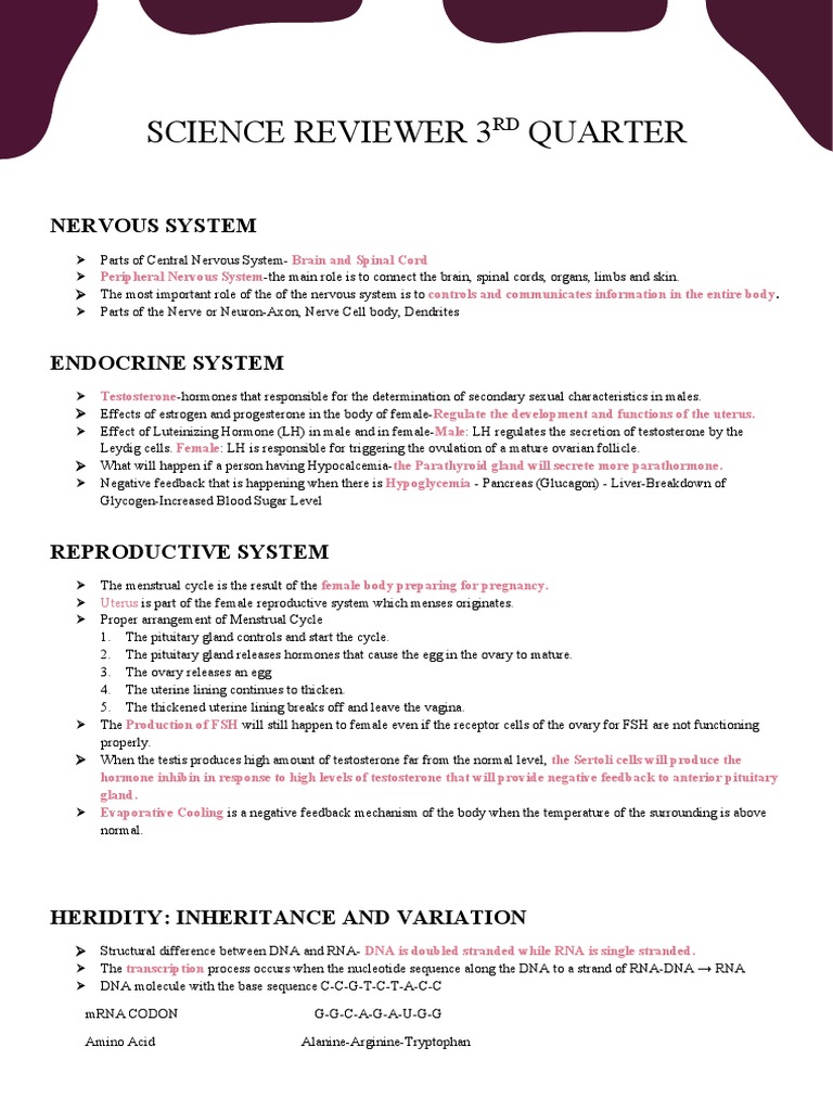 Science Reviewer 3RD Quarter | PDF | Luteinizing Hormone | Ovary
