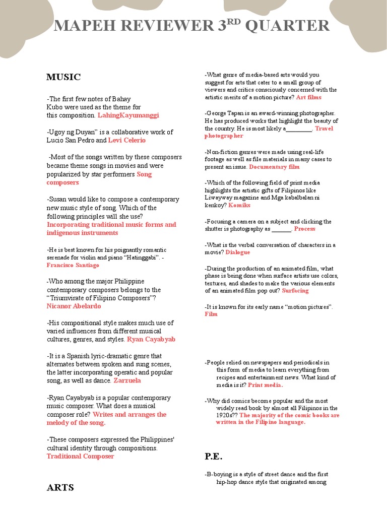 Mapeh 10 Reviewer (3RD Quarter) | PDF | Preventive Healthcare | Malaria