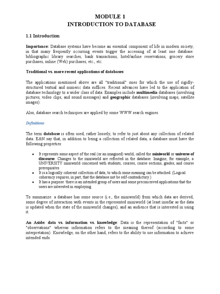 Module 1 Pdf Databases Conceptual Model