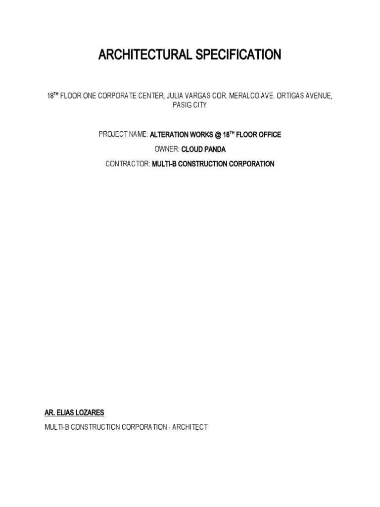 Architectural Specification | PDF | Art