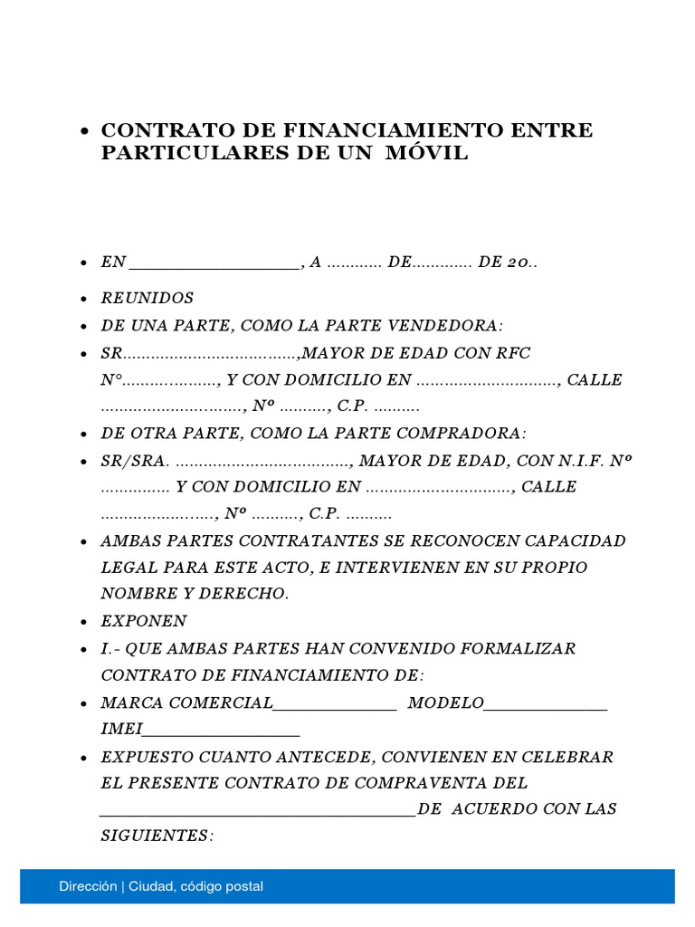 Particulares de Un Móvil: - Contrato de Financiamiento Entre | PDF | Justicia | Crimen y violencia