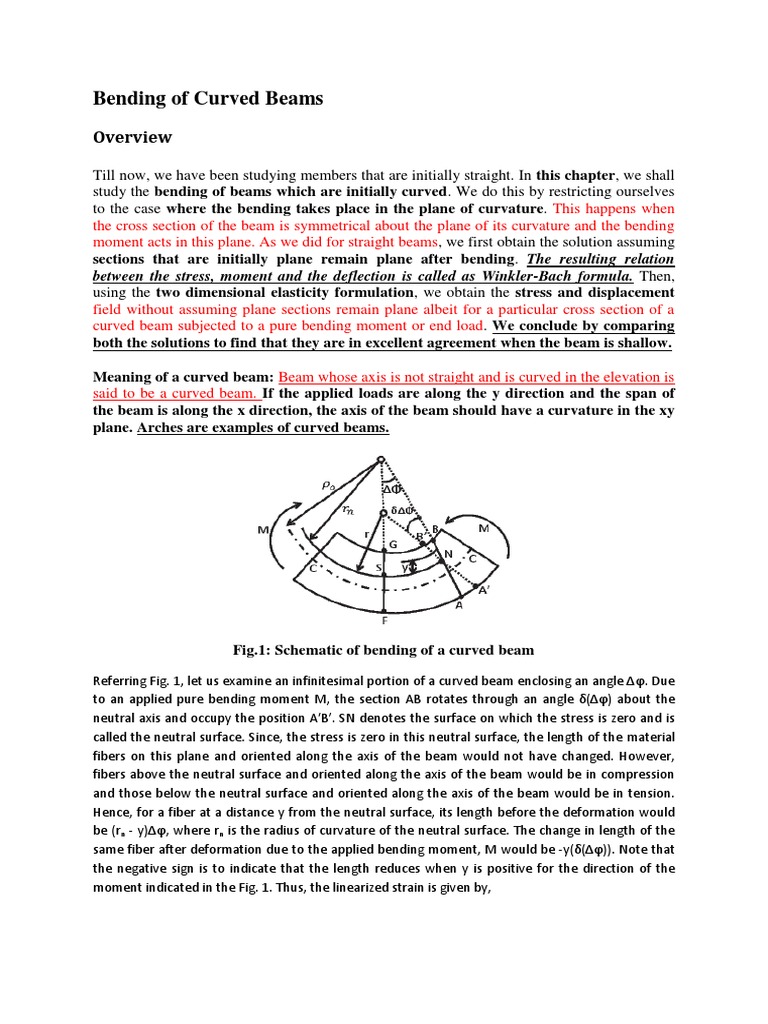 Bending of Curved Beams 12012020 | PDF | Bending | Beam (Structure)
