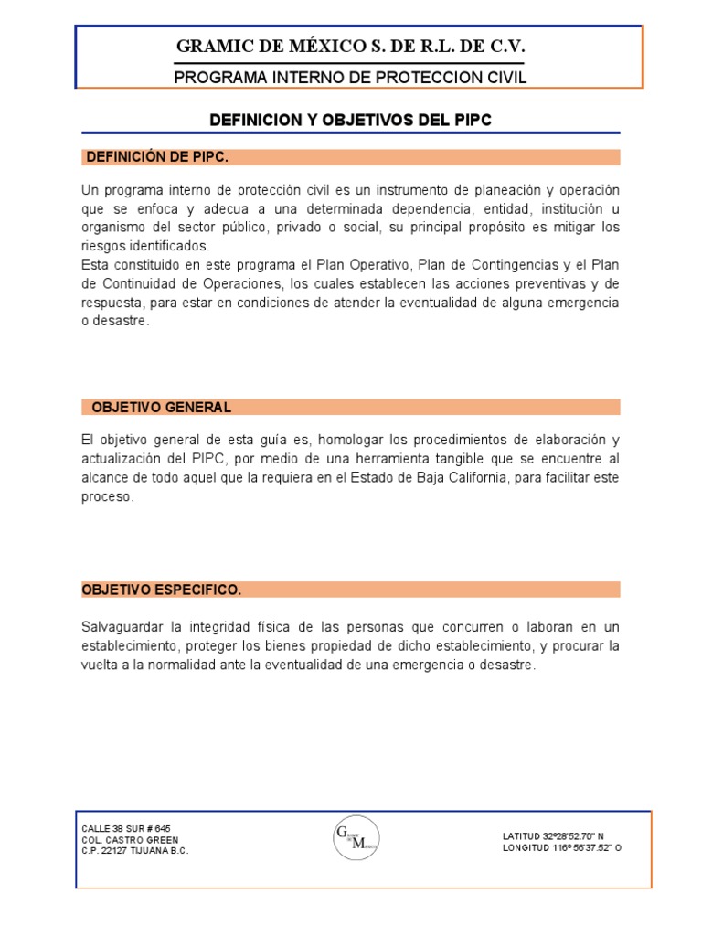 4 Definicion y Objetivos Del Pipc | PDF | Defensa Civil | México