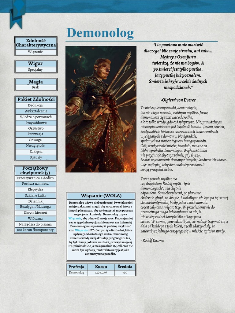 Demonolog - PL Wicher RPG | PDF
