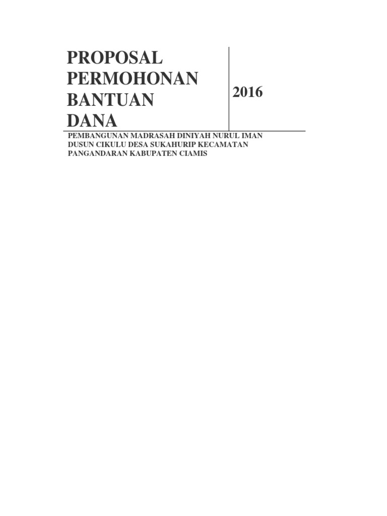 Contoh Proposal Permohonan Bantuan Dana | PDF