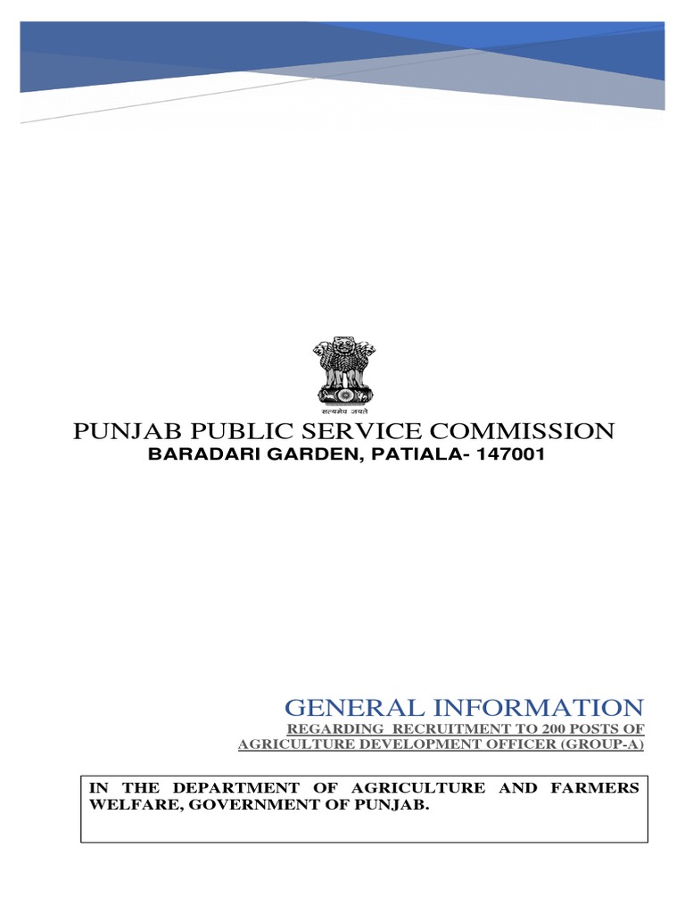 Notification Ppsc Agriculture Development Officer Posts Pdf