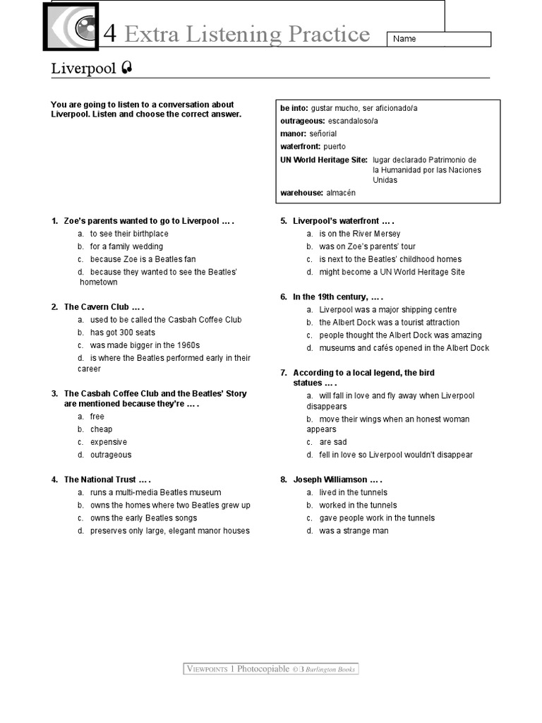Extra Listening Practice: Liverpool | PDF | Liverpool