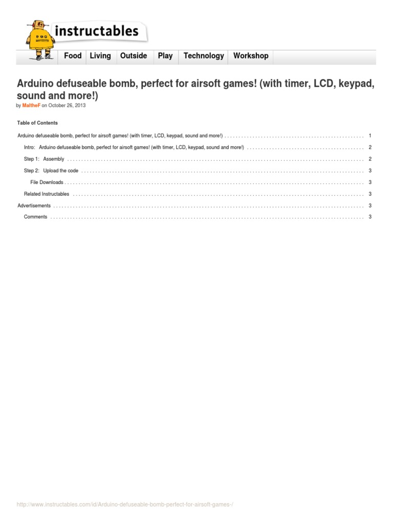 Arduino Defuseable Bomb Perfect For Airsoft Games | PDF | Arduino ...