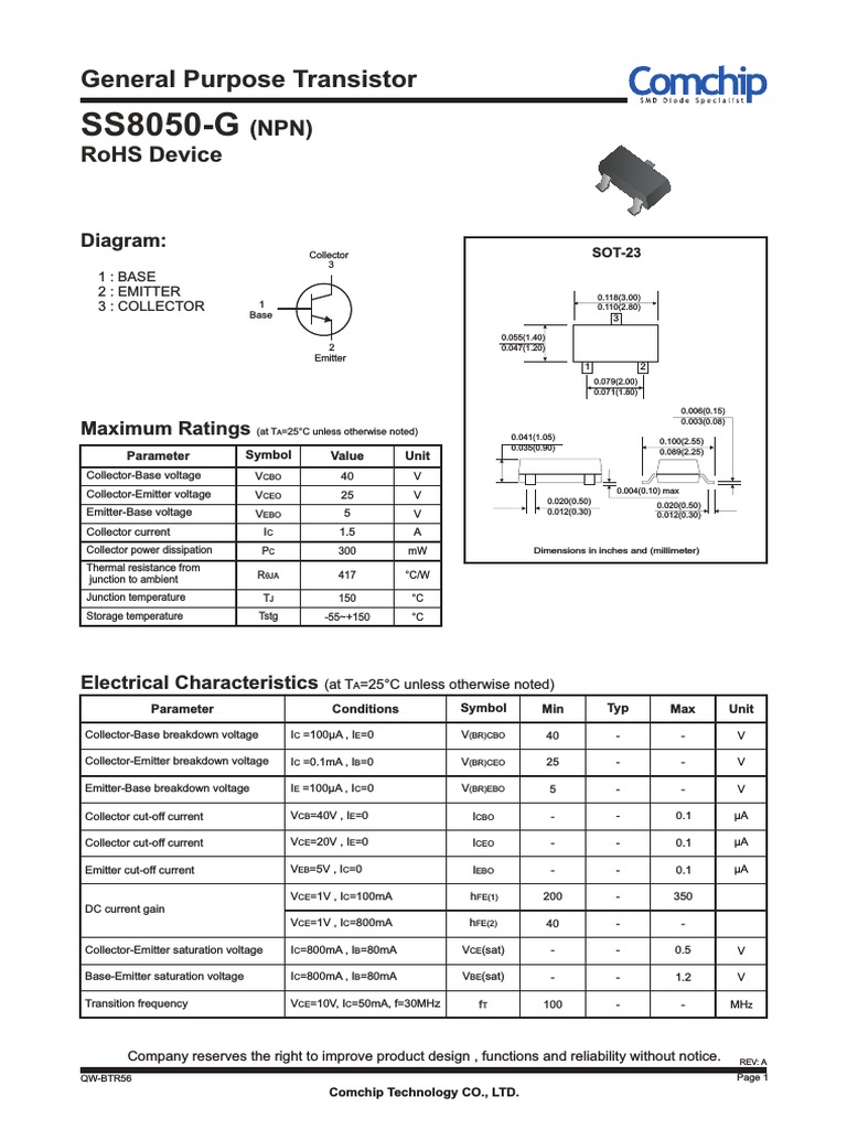 SS8050 SMD Transistor NPN Y1 40V 1.5a | PDF | Bipolar Junction ...