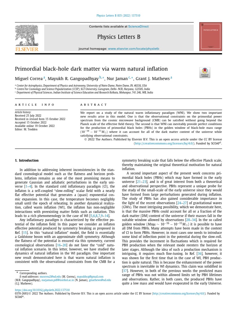 Primordial-black-hole-dark-matter-via-warm-natural-infl_2022_Physics-Letters | PDF | Inflation ...