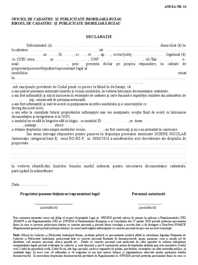 Anexa 14 Declaratie | PDF