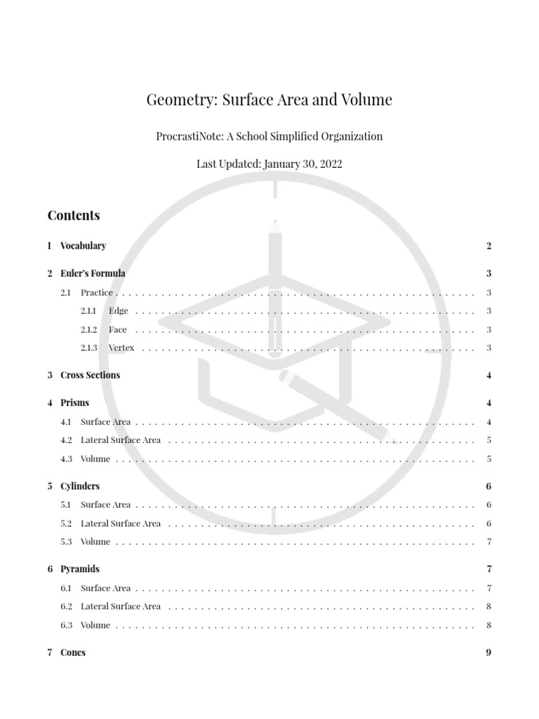 Formulas for Calculating Surface Area and Volume of Geometric Shapes ...