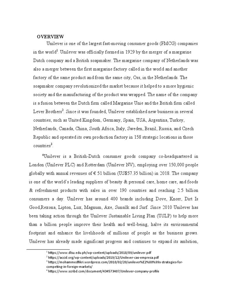 OVERVIEW | PDF | Unilever | Economies