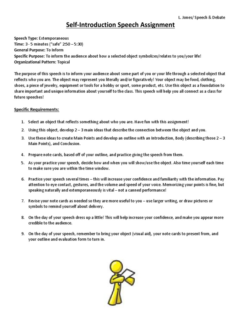 5 Minute Self Introduction Speech Template | PDF | Cognition ...