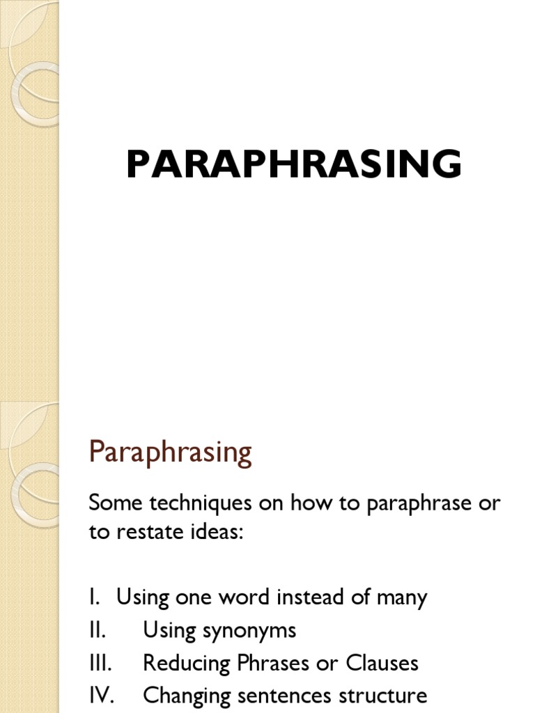 Paraphrasing | PDF | Clause | Sentence (Linguistics)