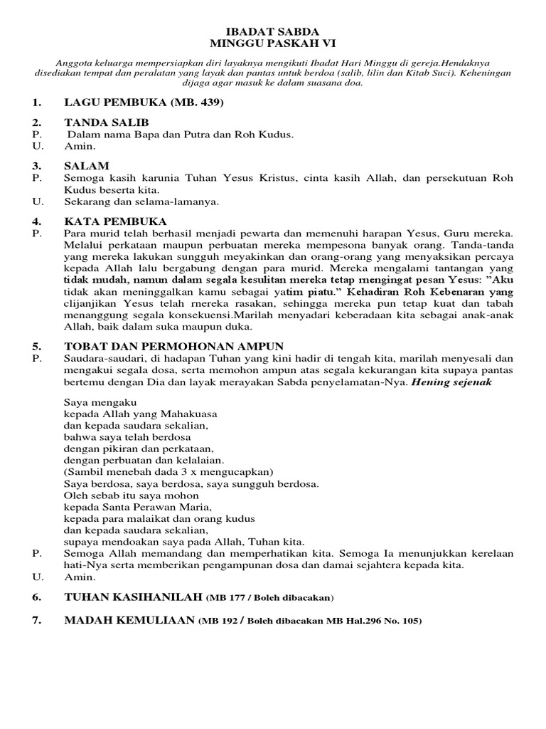 Ibadat Sabda Paskah VI | PDF