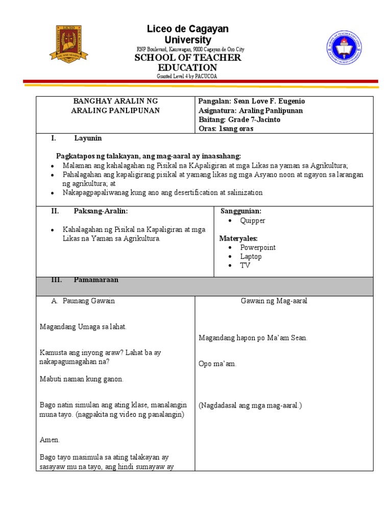 3 Final Banghay Aralin. | PDF