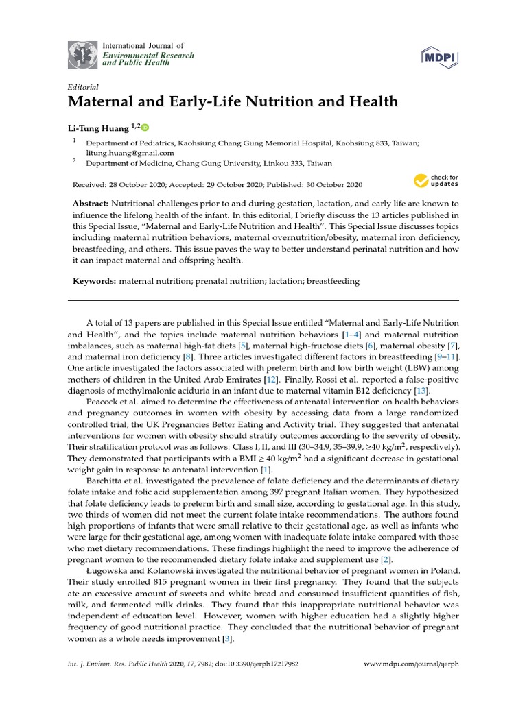 Maternal and Early-Life Nutrition and Health | PDF | Breastfeeding ...
