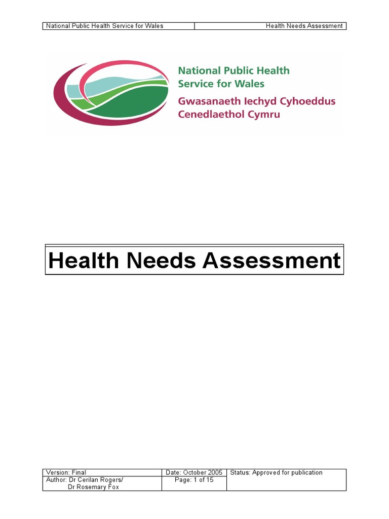 Health Needs Assessment Document Oct 05 (1) | PDF | Needs Assessment ...