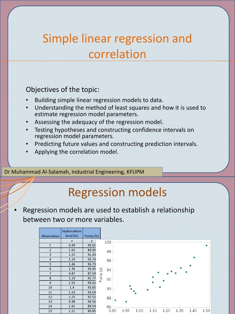 Simple Linear Regression and Correlation | PDF | Errors And Residuals | Regression Analysis
