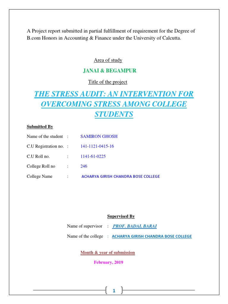 The Stress Audit: An Intervention For Overcoming Stress Among College ...