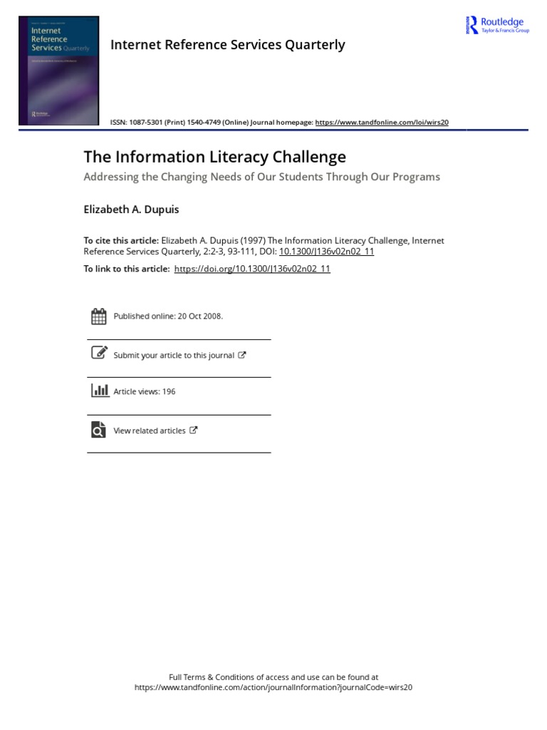 The Information Literacy Challenge | PDF | Information Literacy | Libraries