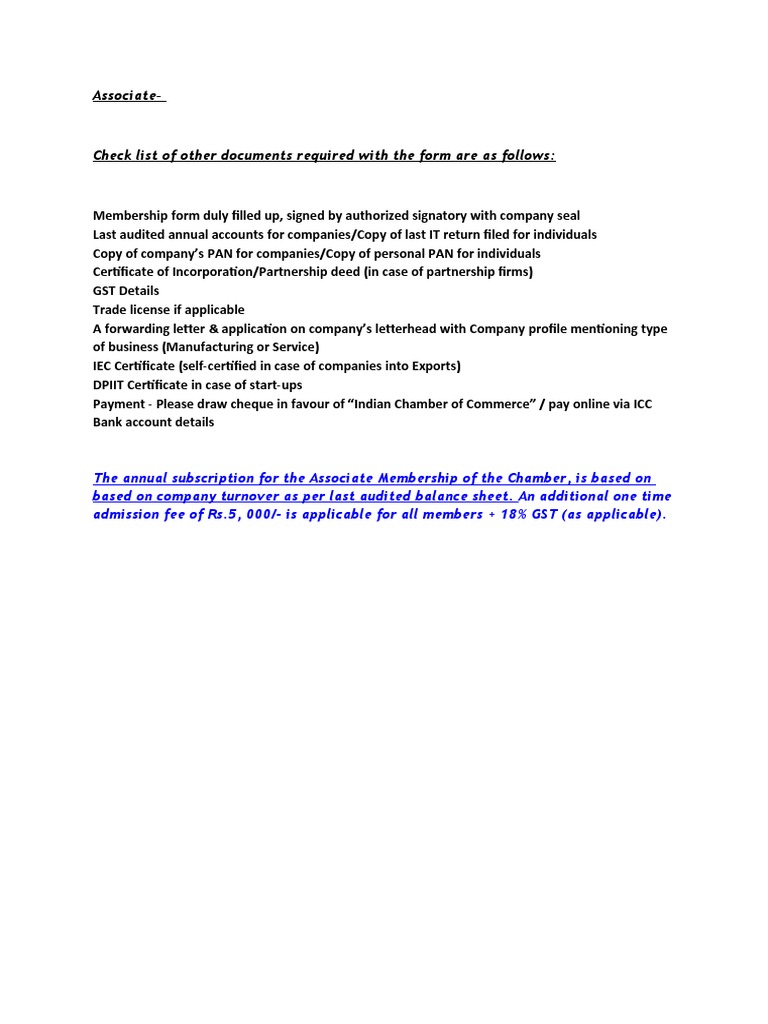 Associate Membership - Checklist | PDF