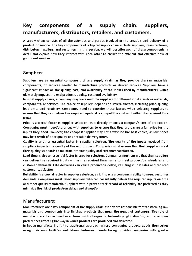 3.key Components of A Supply Chain | PDF | Supply Chain | Inventory