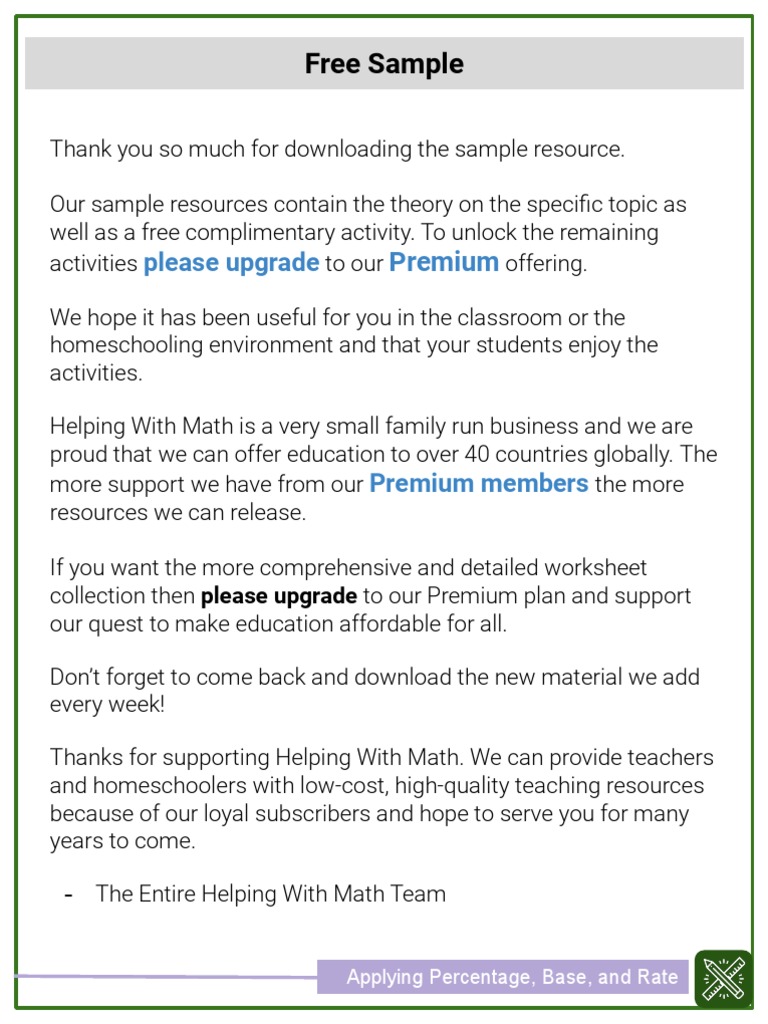 Sample Applying Percentage Base and Rate Worksheet | PDF | Percentage