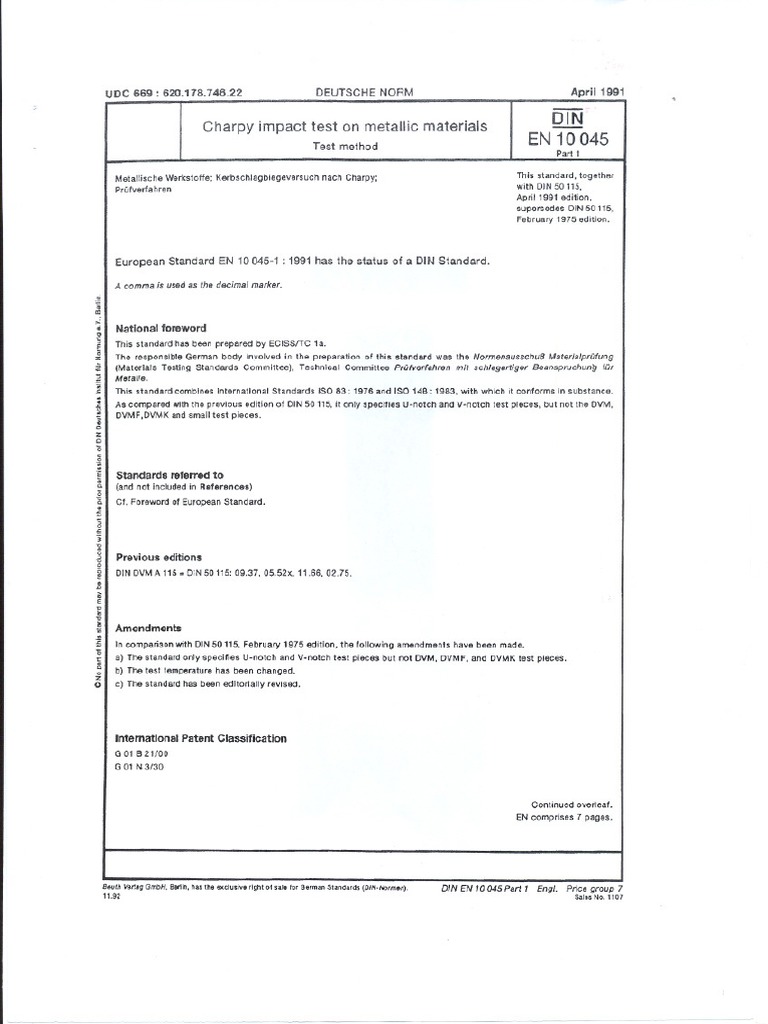 EN10045-1 Impact Test | PDF