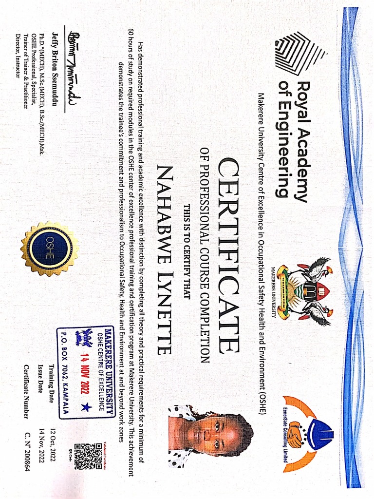 Lynn OHSE Certificate | PDF