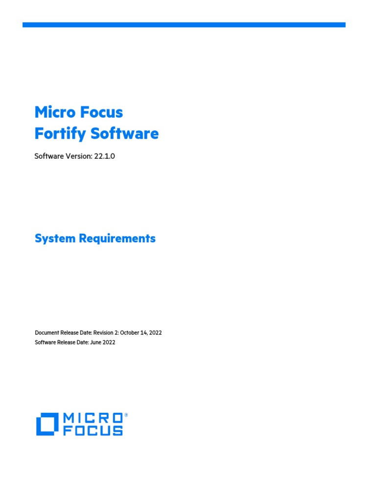 Fortify Sys Reqs 22.1.0 | PDF | Port (Computer Networking) | Databases
