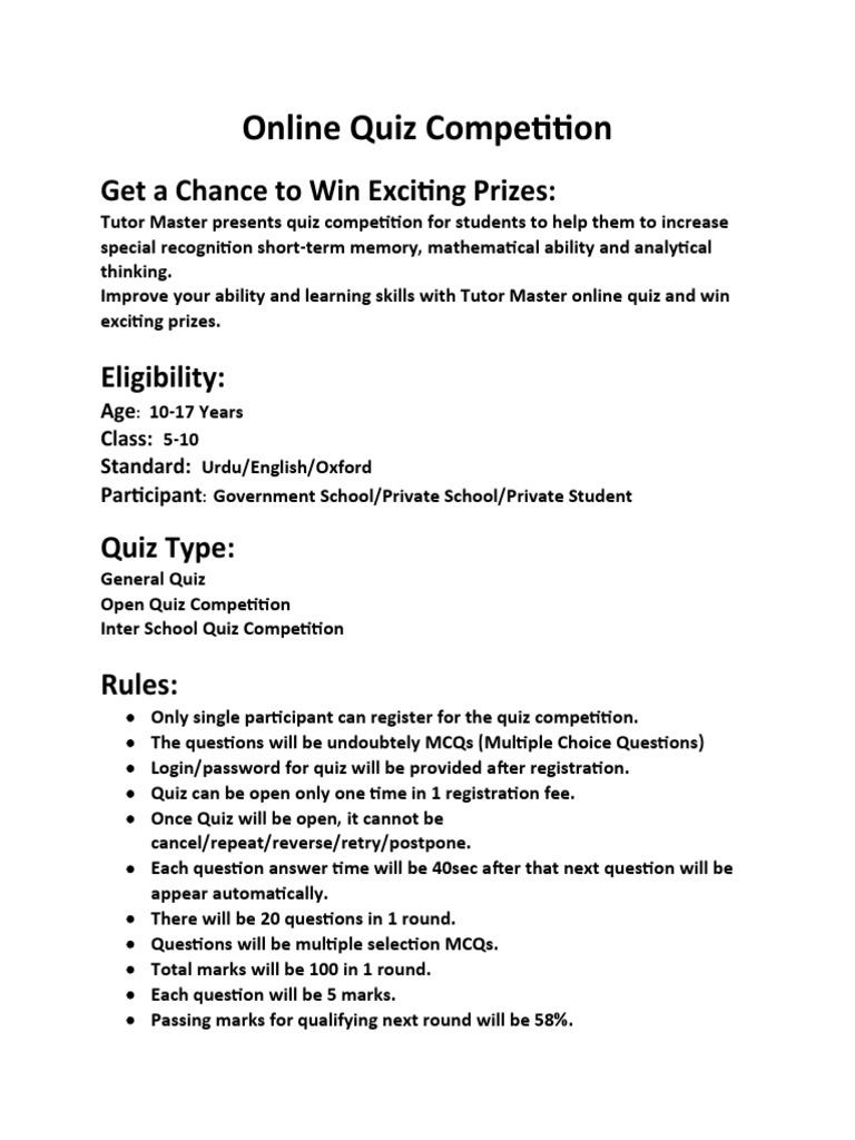 TM Online Quiz Competiton | PDF