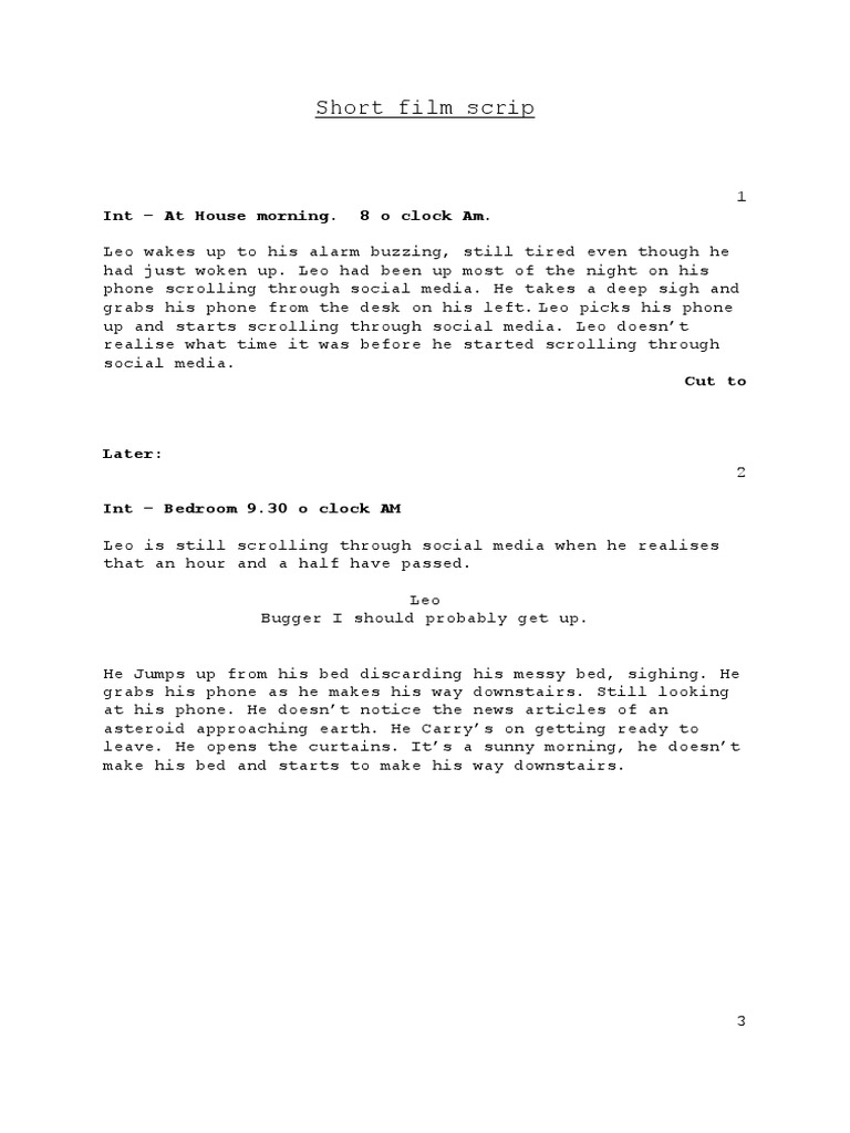 Script - Short Film With Comments | PDF