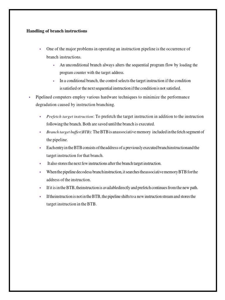 Branch Instruction Handling Techniques | PDF