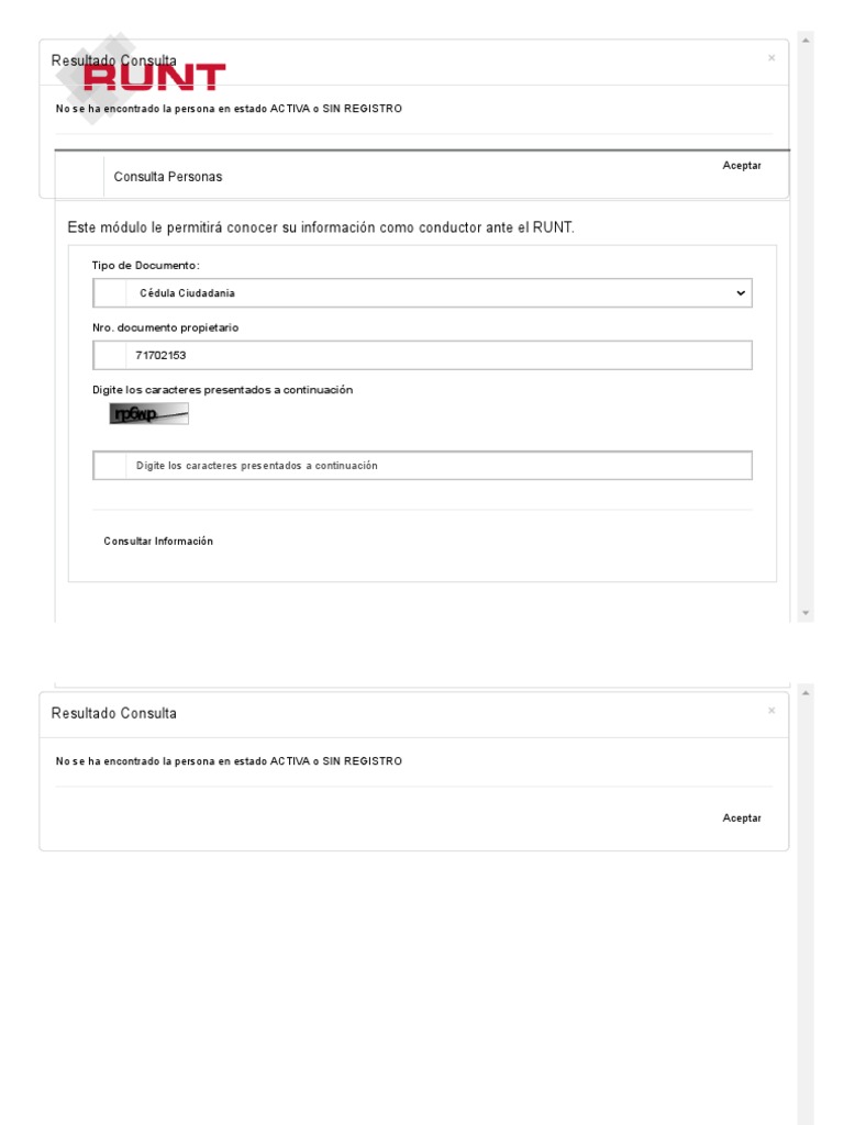 Consulta Ciudadano - RUNT | PDF