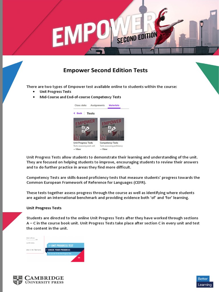Empower Second Edition Tests: - Unit Progress Tests - Mid-Course and ...
