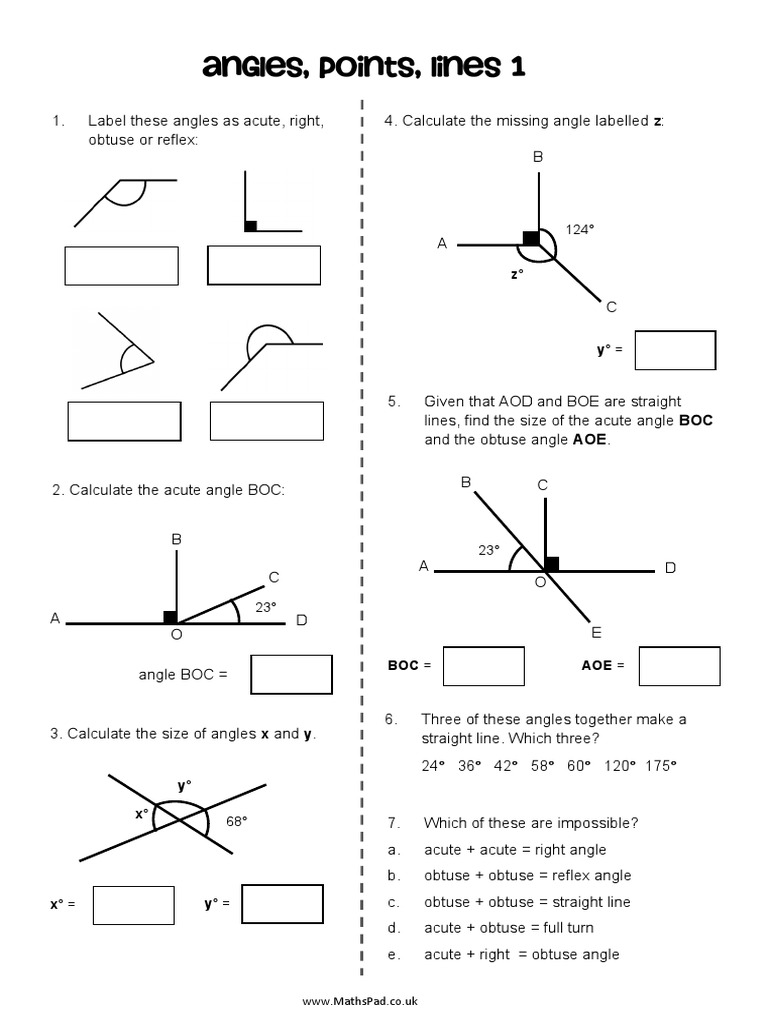 Angles, Lines, Points | PDF | Angle | Rotation