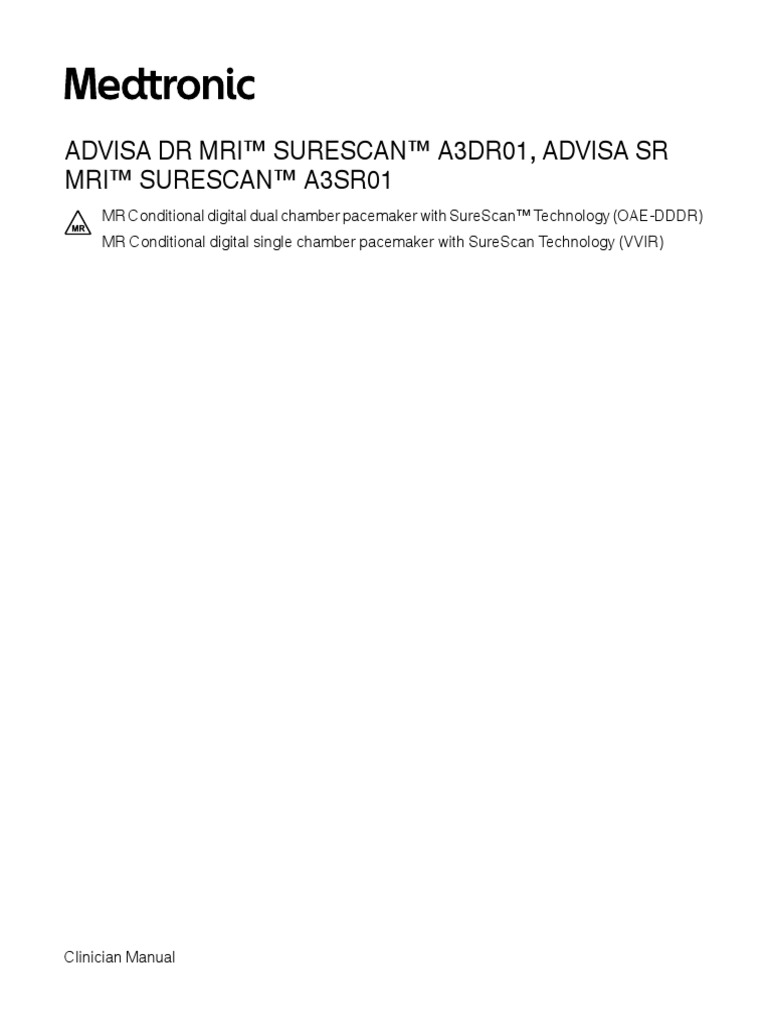 Advisa DR Mri™ Surescan™ A3dr01, Advisa SR Mri™ Surescan™ A3sr01 ...