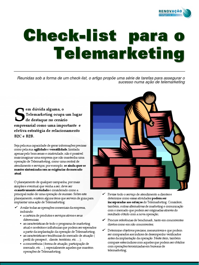Check List Do Operador Telemarketing | Marketing | Negócios