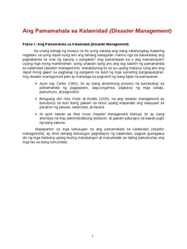5pamamahala Sa Kalamidad | PDF